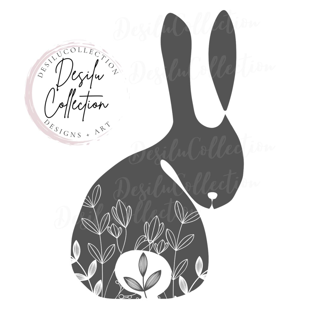 Spring Rabbit Svg, Floral Bunny Silhouette, Bunny Flowers Svg Png Jpg ...