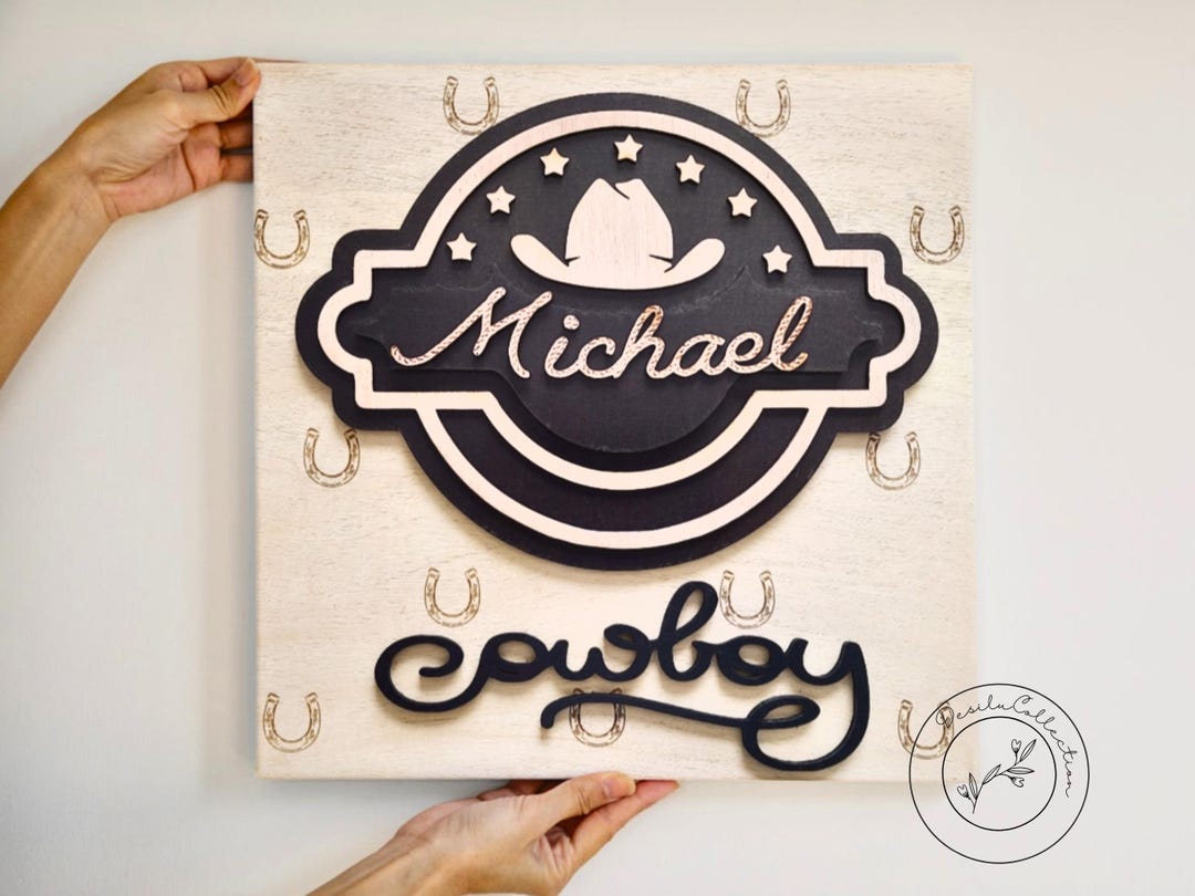 Personalize Cowboy Name Sign, Custom Western Country Cowboy Sign ...