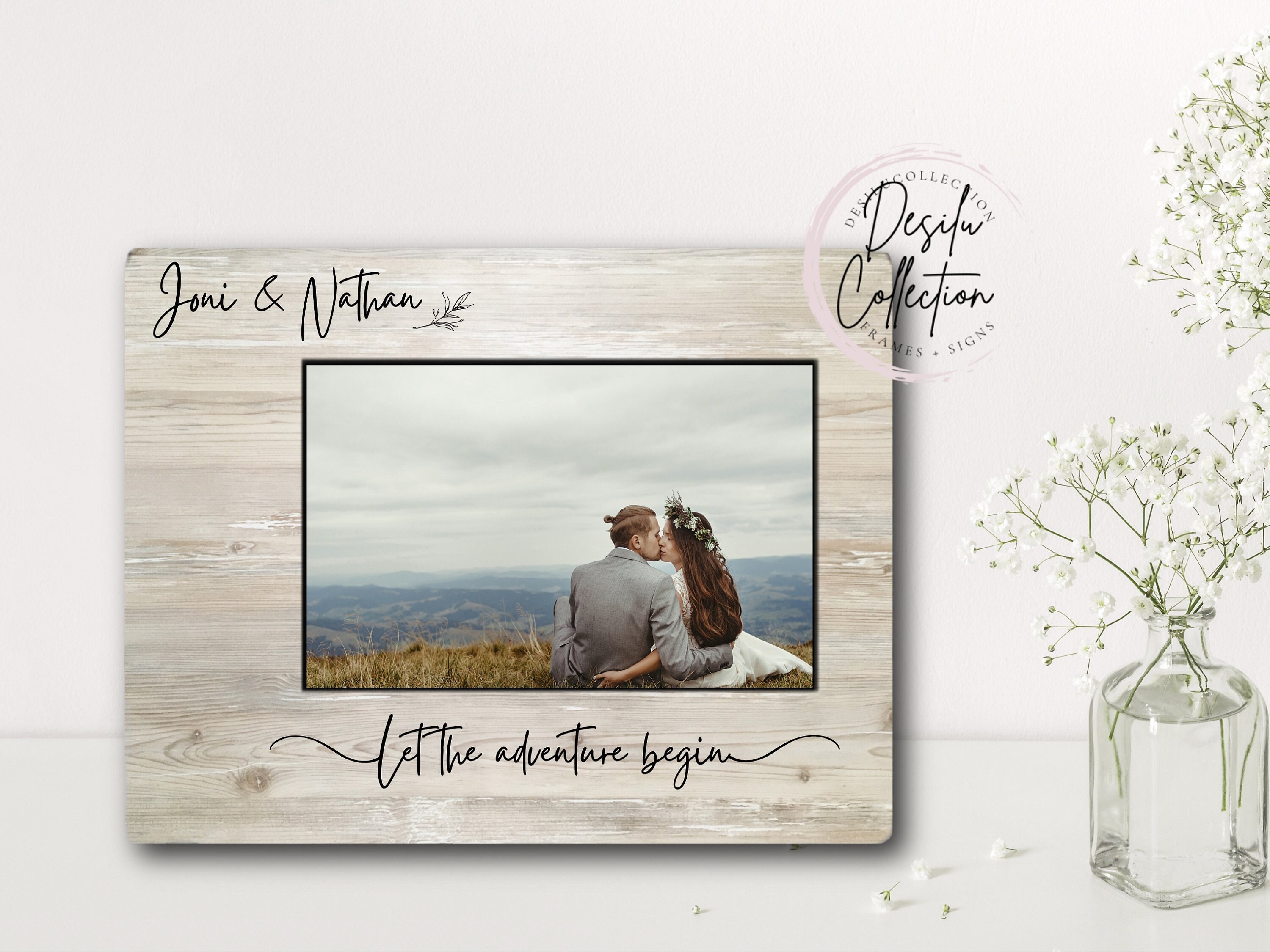 Personalized Wedding Photo Frame, Rustic Wood Anniversary Gift - Etsy