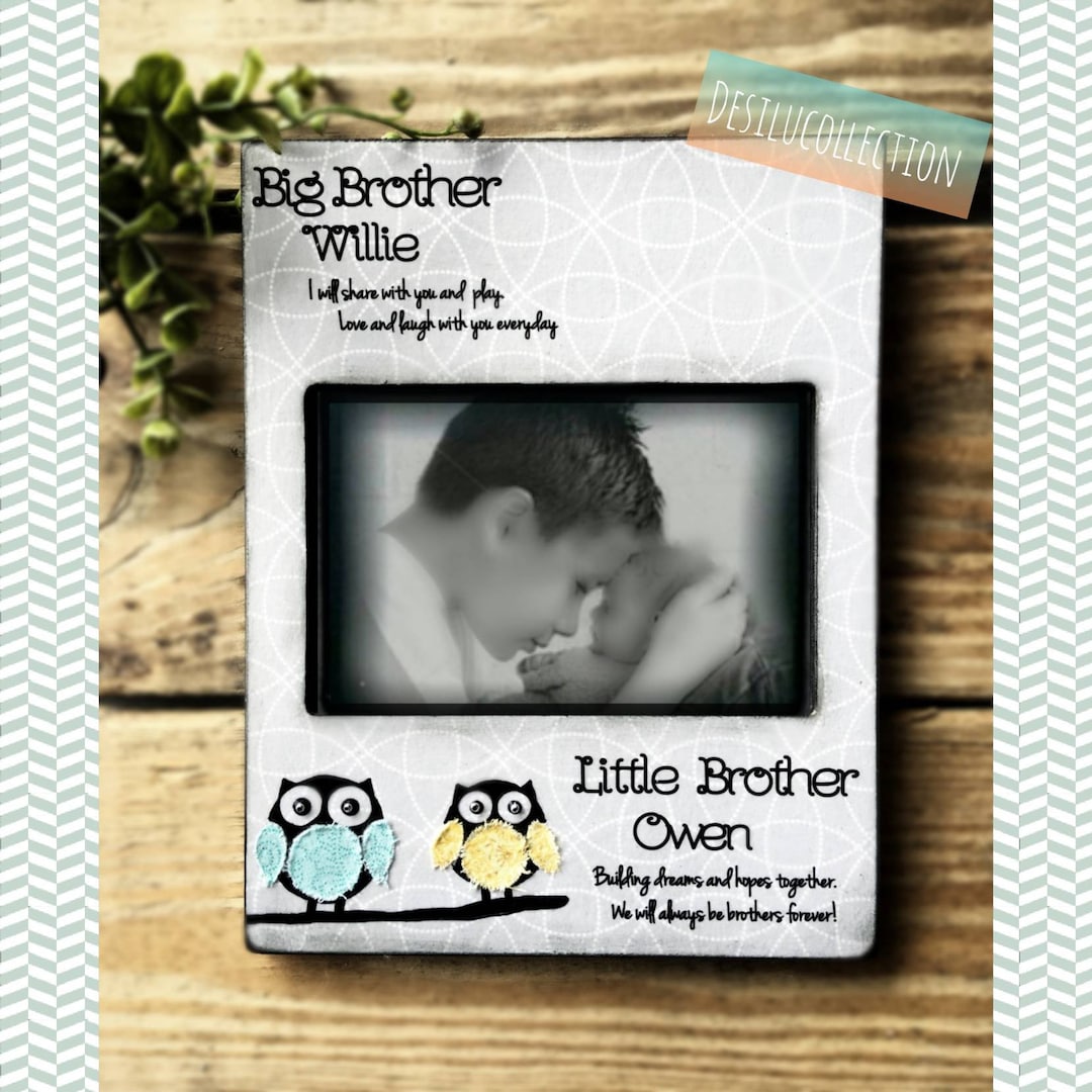 Big Brother Little Brother Picture Frame, Gray Modern Nursery Owl ...