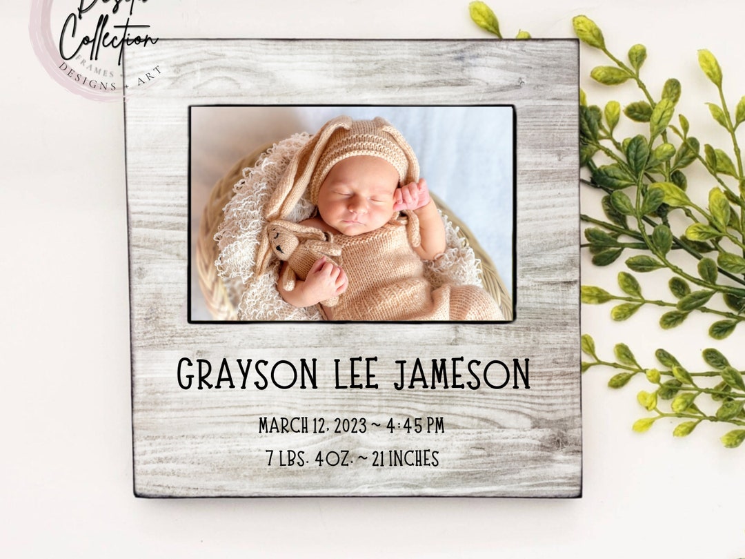 New Baby Personalized Photo Frame, Baby Name and Stats Picture Frame ...