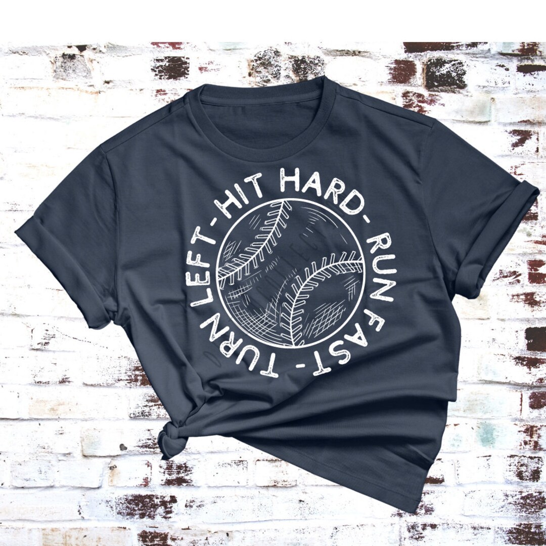 Baseball Ball Svg, Hit Hard, Turn Left, Baseball Svg, Distressed Svg ...