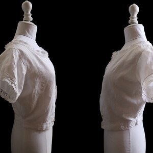 Old white short bodice in linen short sleeves small size | Etsy