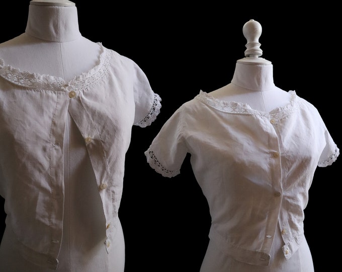 Old White Short Bodice in Linen Short Sleeves Small Size - Etsy