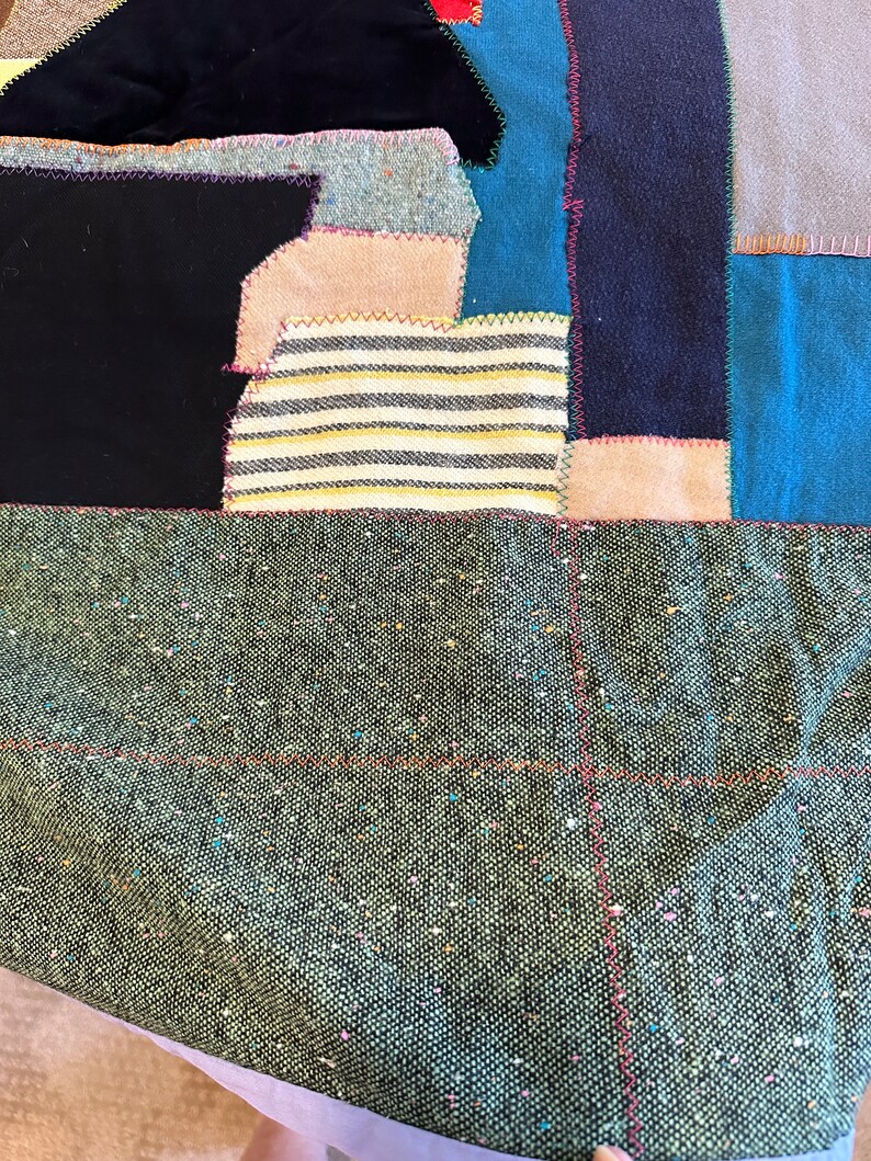 Vintage Crazy Quilt With Wool and Velvet Abstract 71 X 86 - Etsy