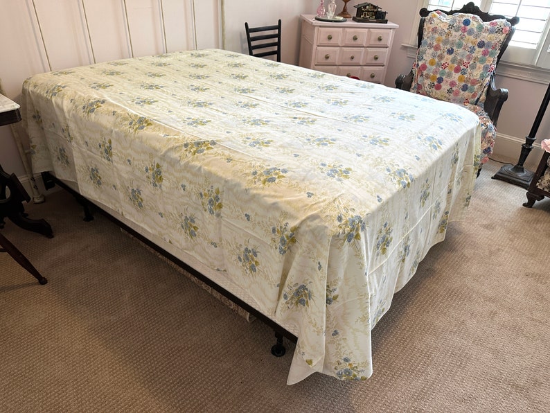 Vintage Blue Floral Sheets by Statepride Muslin Sheet Set FULL Size - Etsy