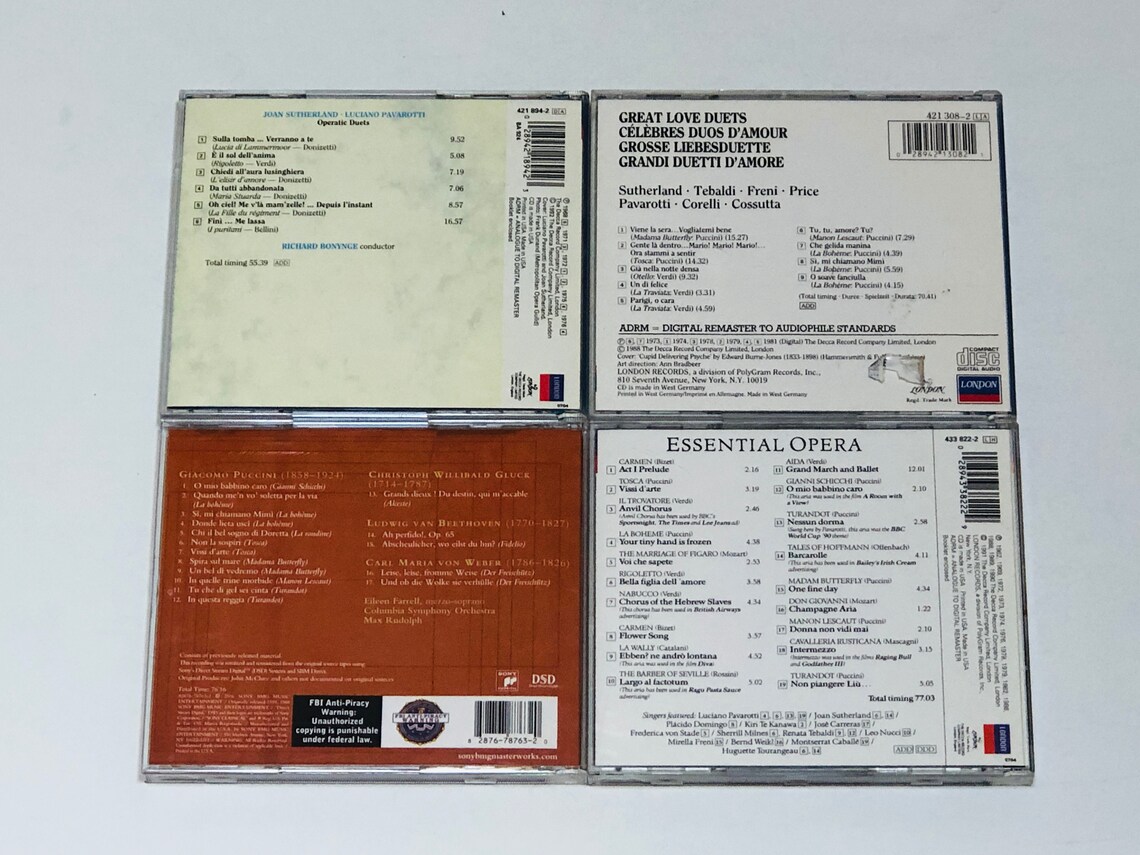 4 Opera CDs Great Love Duets Sutherland/Pavorotti | Etsy