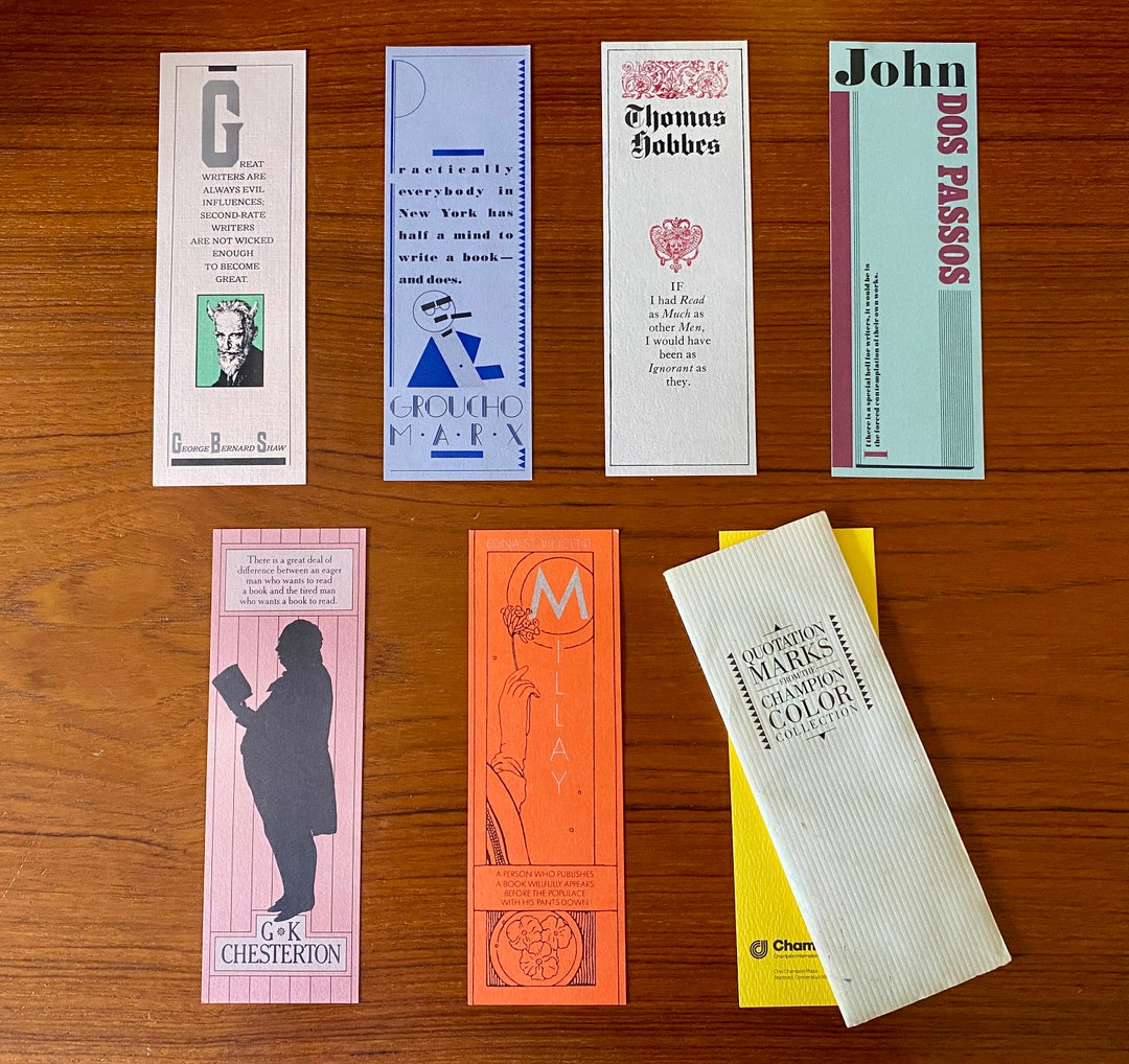 Famous Writers Bookmarks quotation Marks Vintage Champion Paper ...