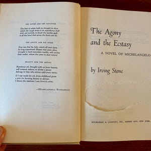 The Agony and the Ecstasy - Irving Stone - Michelangelo Biographical ...