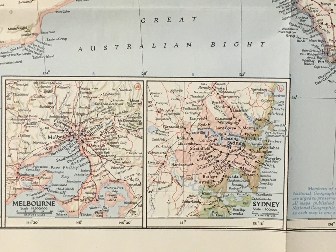 National Geographic Map Australia March 1948 Home Decor - Etsy