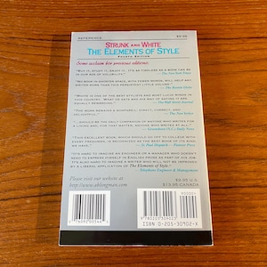 Vintage "elements of Style" Writing Guide - Strunk and White Fourth ...