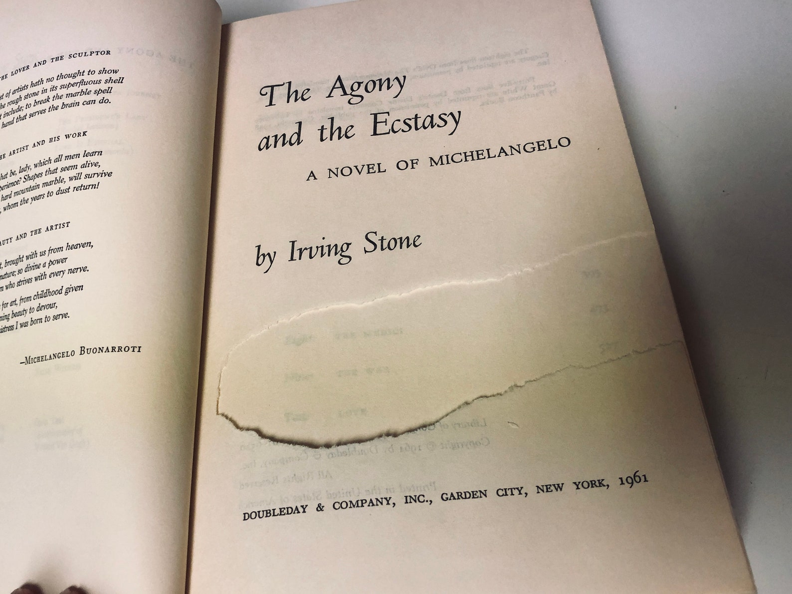 The Agony and the Ecstasy Irving Stone Michelangelo - Etsy
