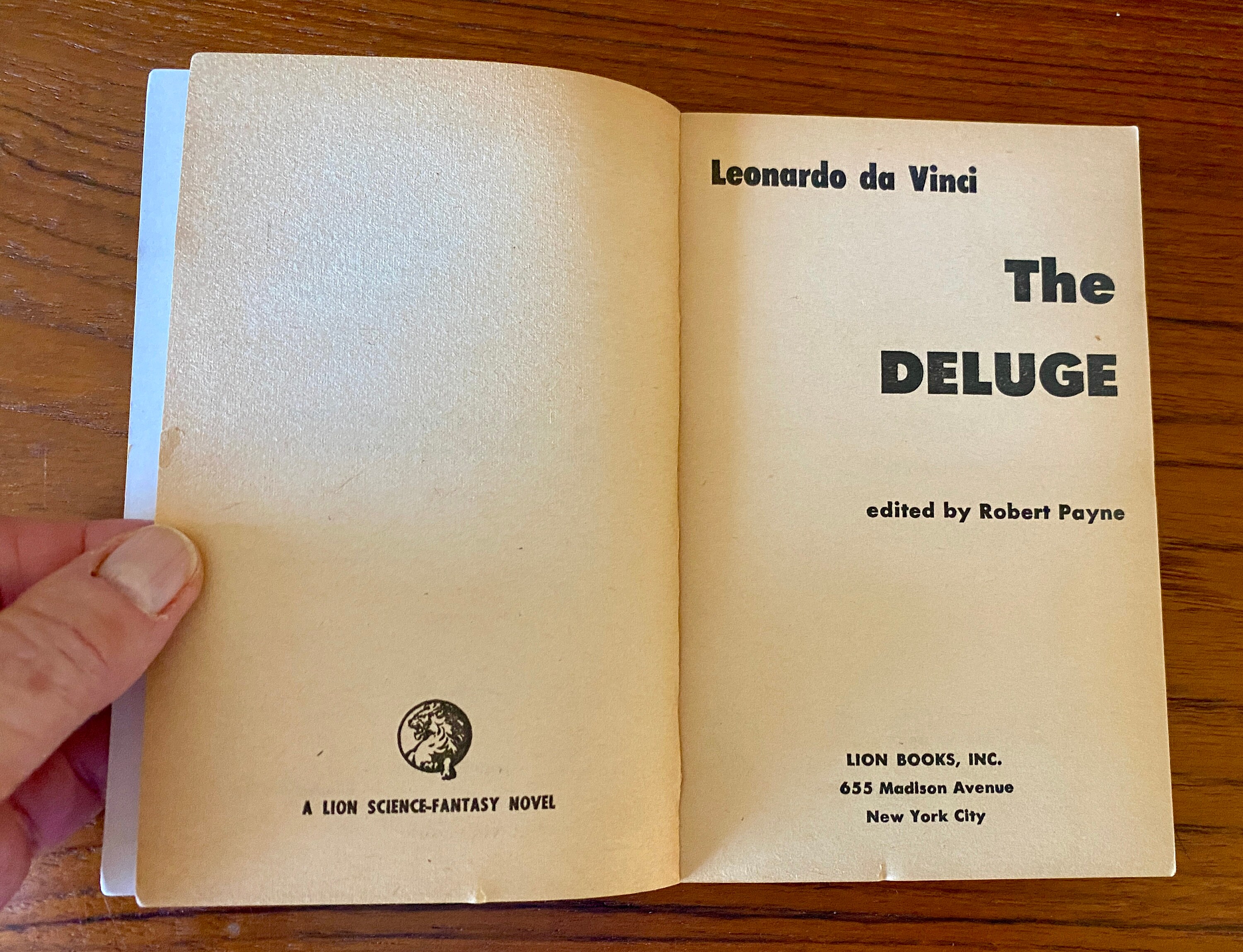 The Deluge: Leonardo Da Vinci, Robert Payne, 1955 Lion Science Fantasy ...