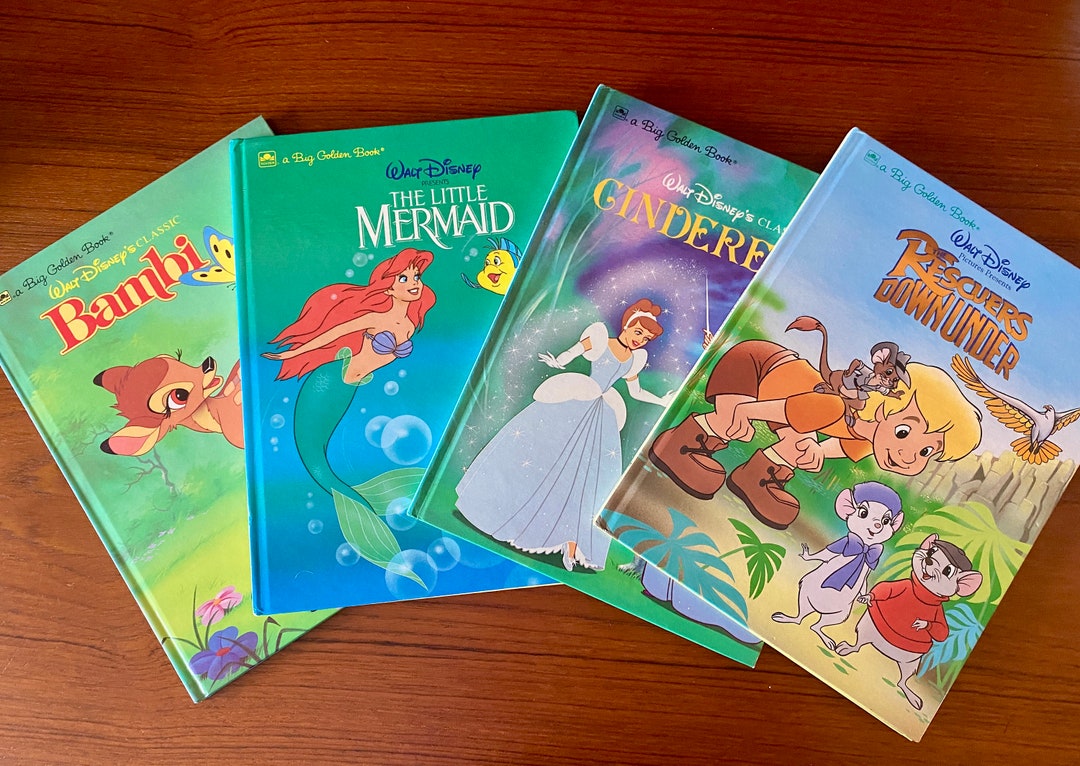 Vintage Disney Big Golden Books – Cinderella, Bambi, Mermaid, Rescuers ...