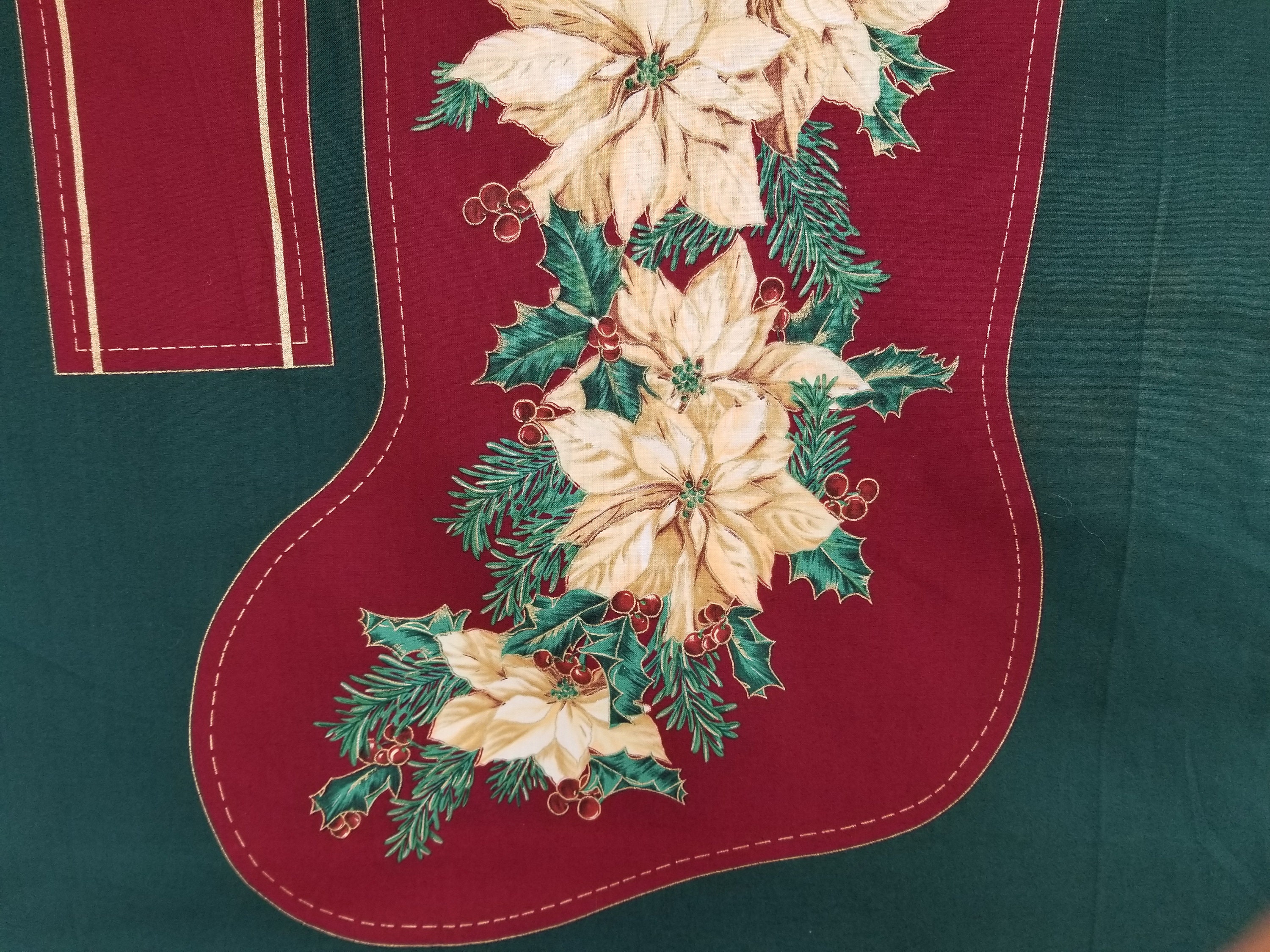 Vintage Stocking Panels for Sewing, Quilting or Crafts, Burgundy With ...