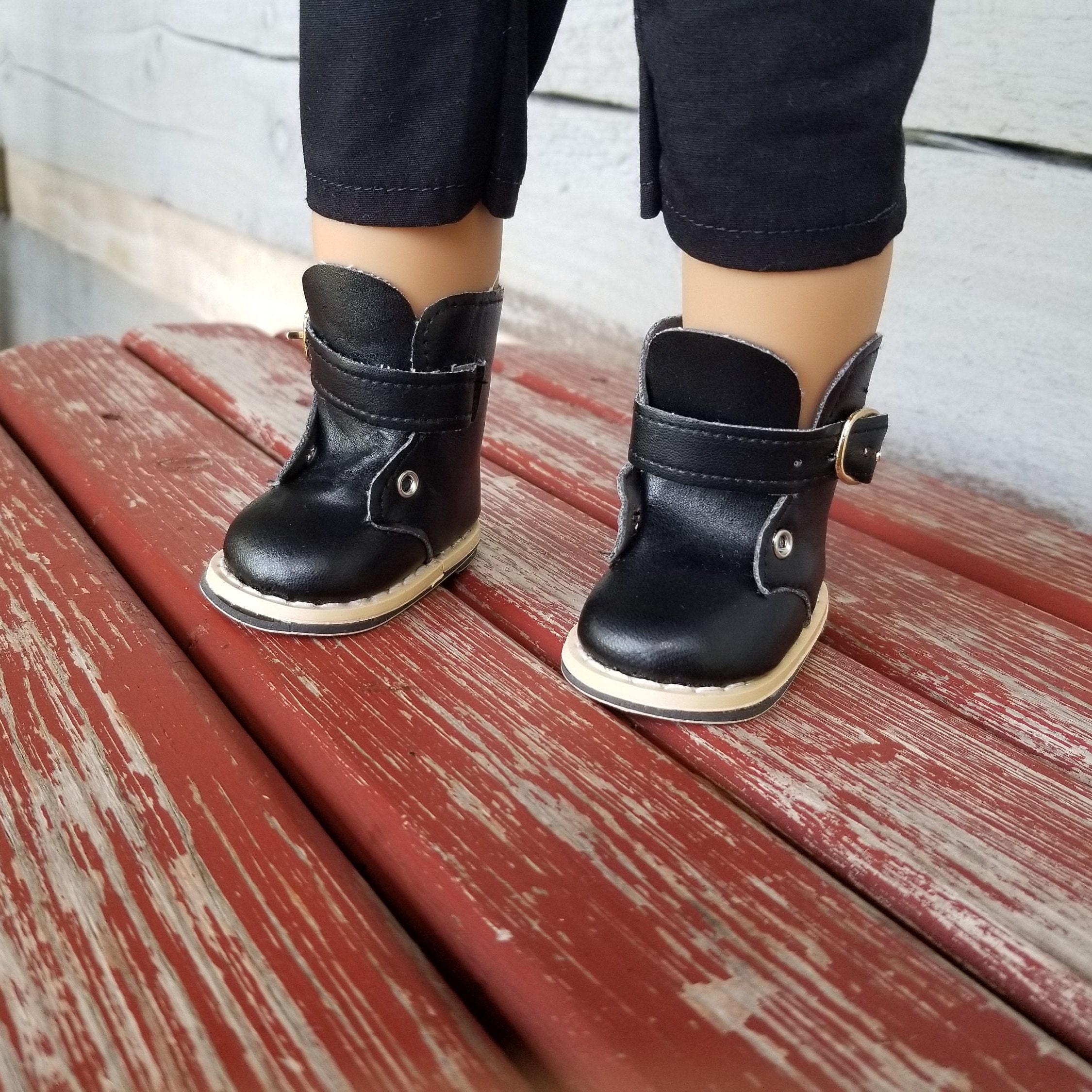 Black Vinyl Boots for 18-inch Boy and Girl Dolls Great for Renaissance ...