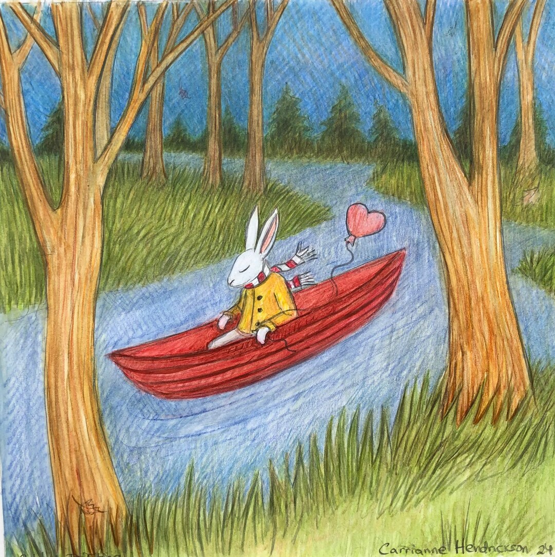 Rabbit Reading and Drifting. - Etsy
