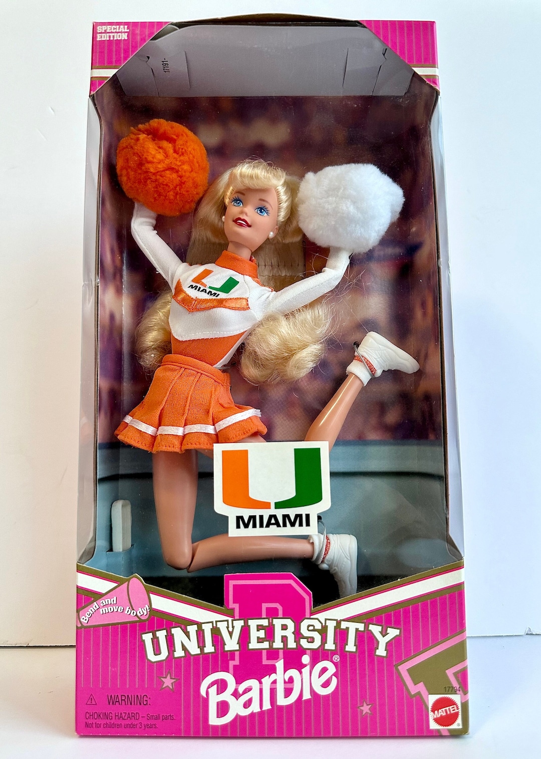 University Cheerleader Barbie University of Miami 1996 Mattel - Etsy