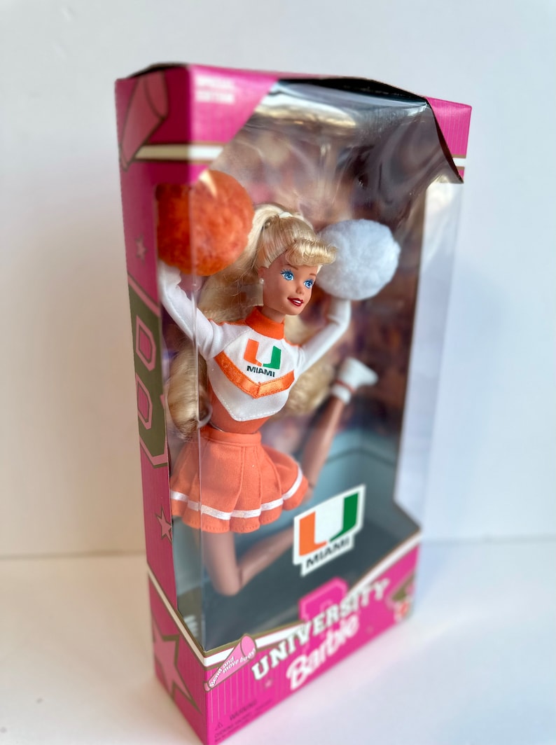 University Cheerleader Barbie University of Miami 1996 Mattel - Etsy