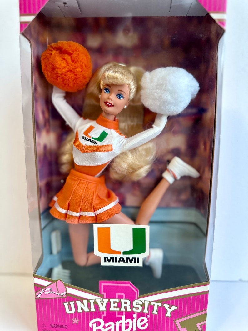 University Cheerleader Barbie University of Miami 1996 Mattel - Etsy