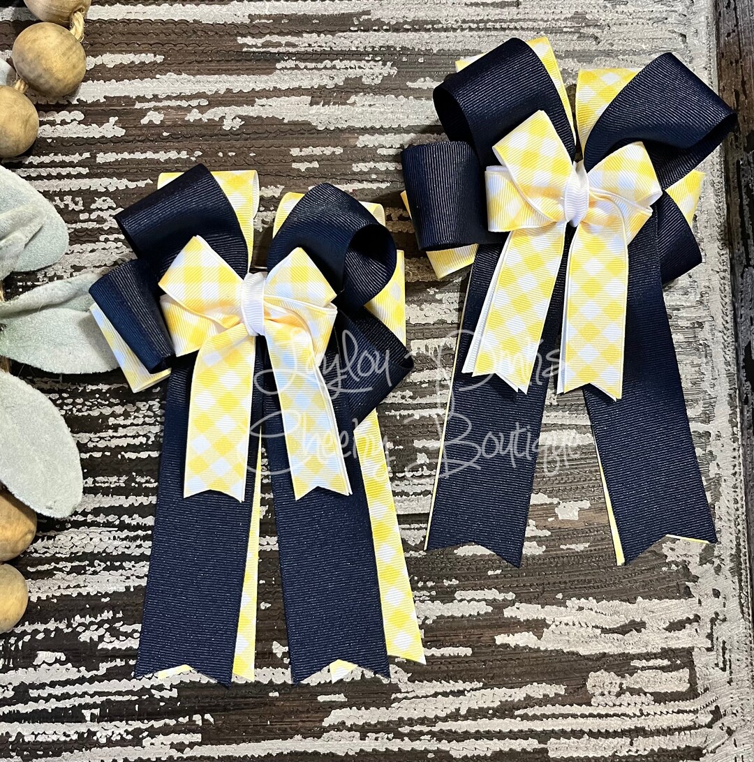 Ready to Ship Yellow Gingham Monogrammed Horse Show Bows - Etsy