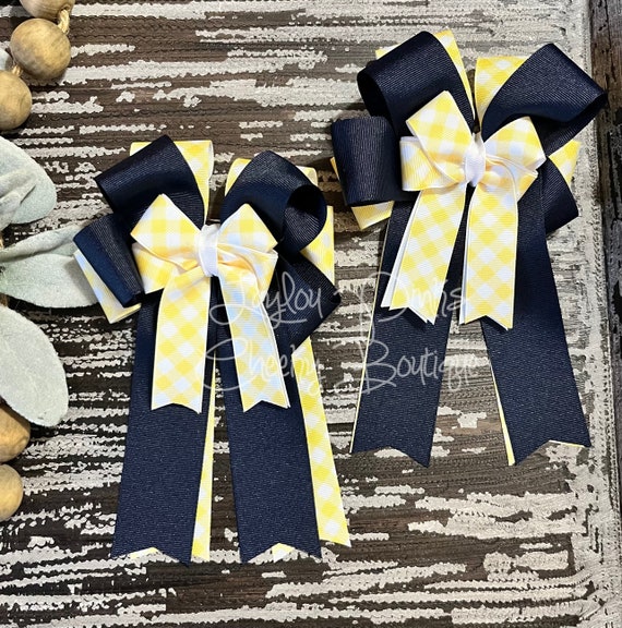 Ready to ship yellow gingham monogrammed horse show bows by Laylou ...