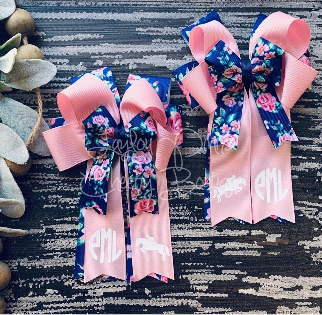 Rose Royalty Monogrammed Equestrian Horse Show Bows - Etsy