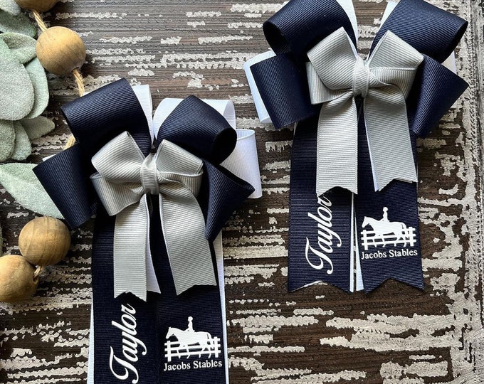 Custom Logo Equestrian Horse Show Bows *choose Your Colors - Etsy