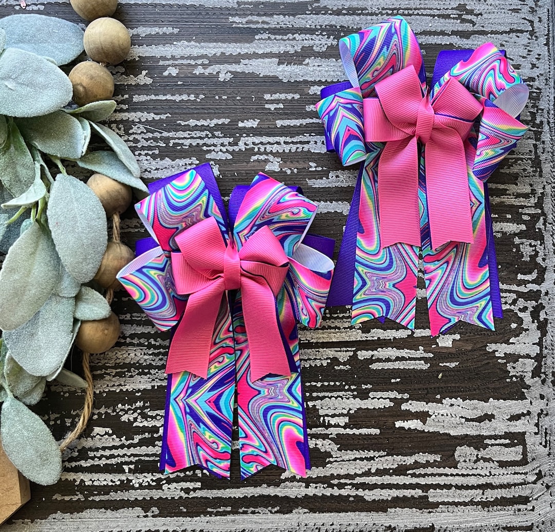 Bold Galaxy Monogrammed Equestrian Horse Show Bows - Etsy