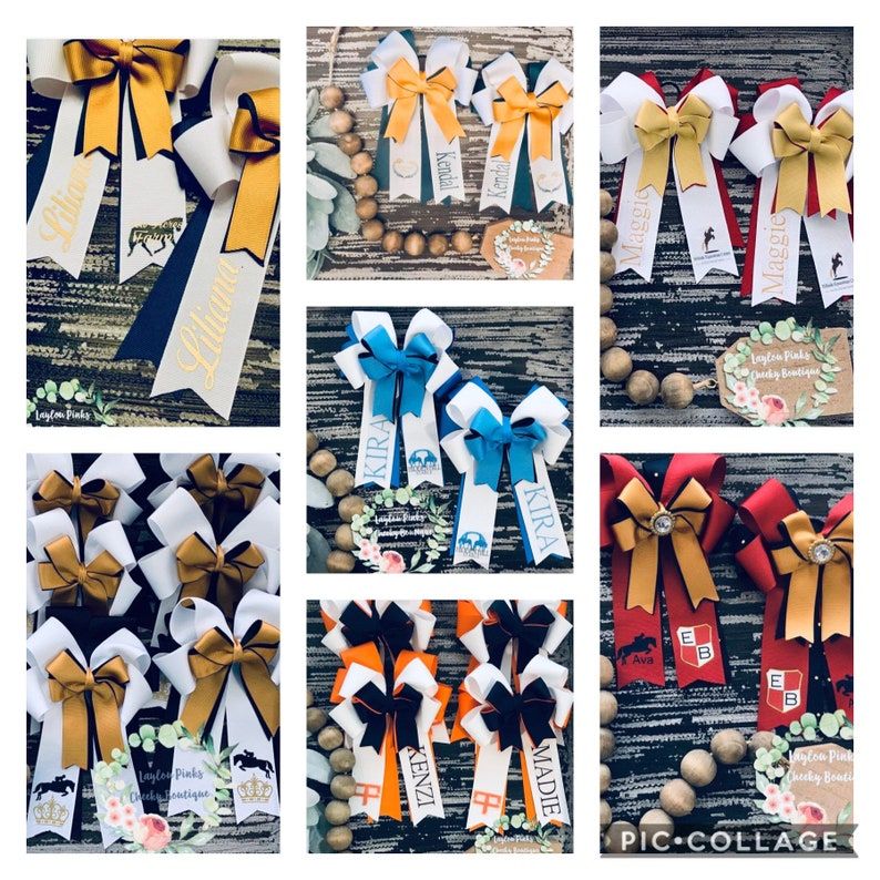 Custom logo equestrian horse show bows | Etsy