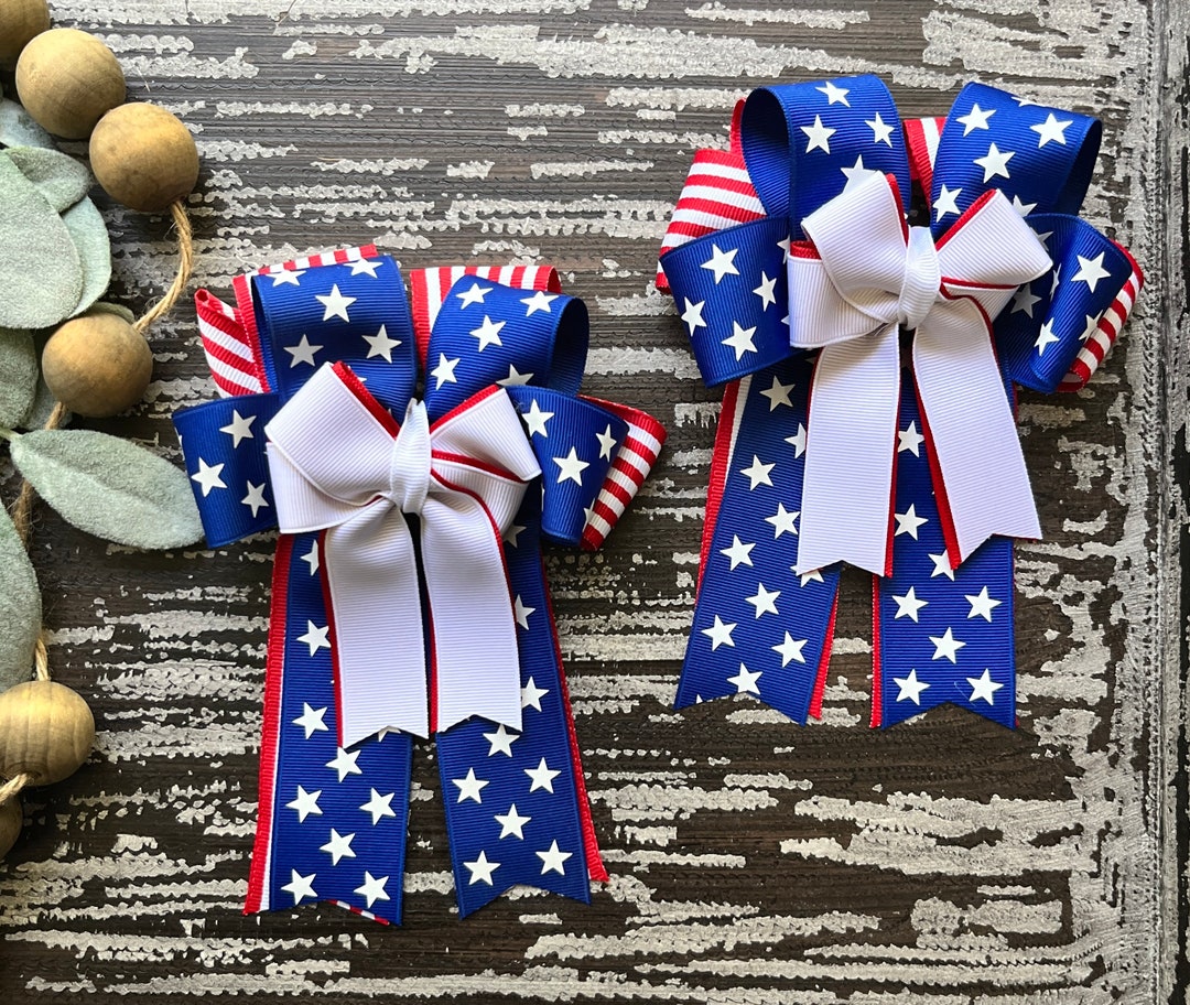 Stars and Stripes USA Monogrammed Equestrian Horse Show Bows - Etsy