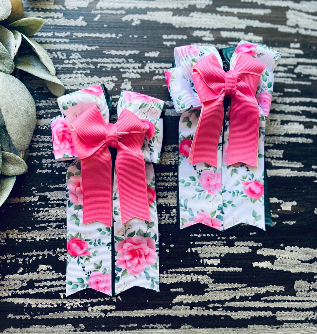 Rose Garden Monogrammed Equestrian Horse Show Bows - Etsy
