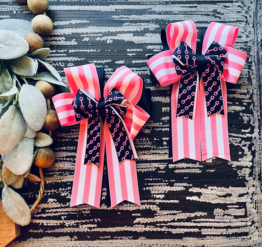 Pink and Navy Equestrian Lead Line Horse Show Bows - Etsy