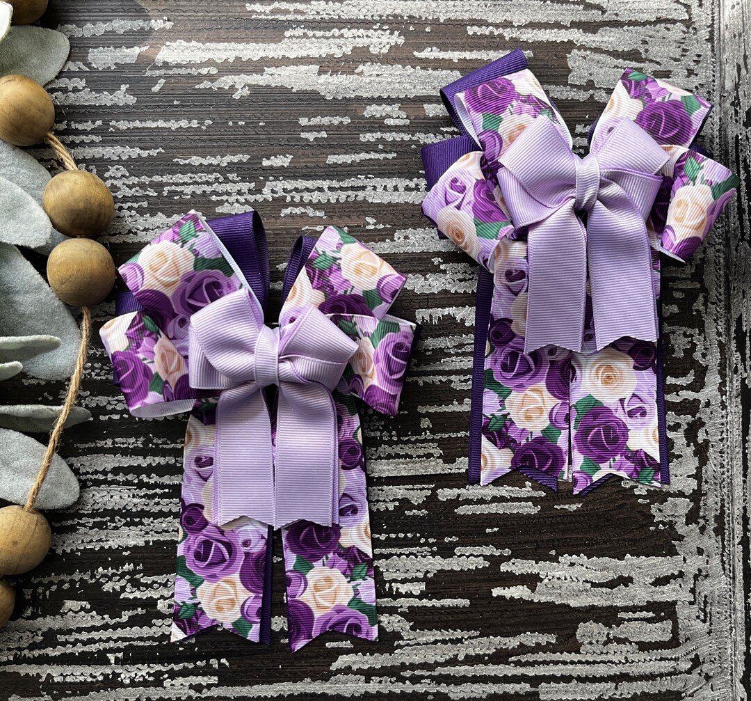 Purple Rose Monogrammed Equestrian Horse Show Bows - Etsy