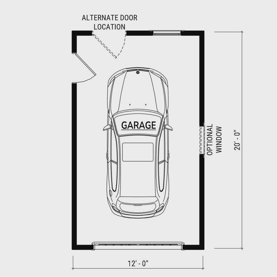 12x20 One-car Garage Plan – PDF Download – the Bay – Simple Detached ...