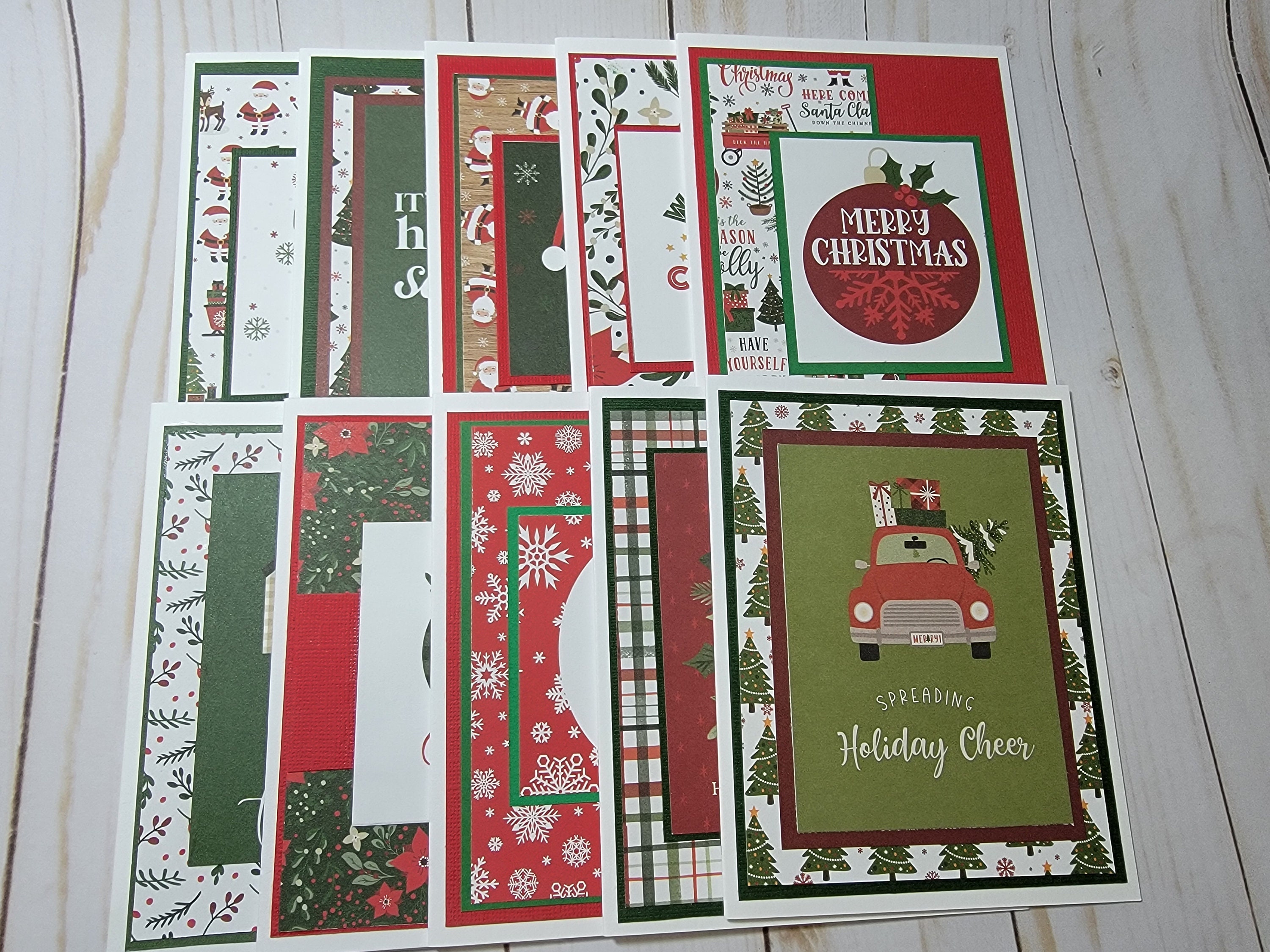Handmade Christmas Cards Set of 10 With Envelopes Handmade Note Cards ...