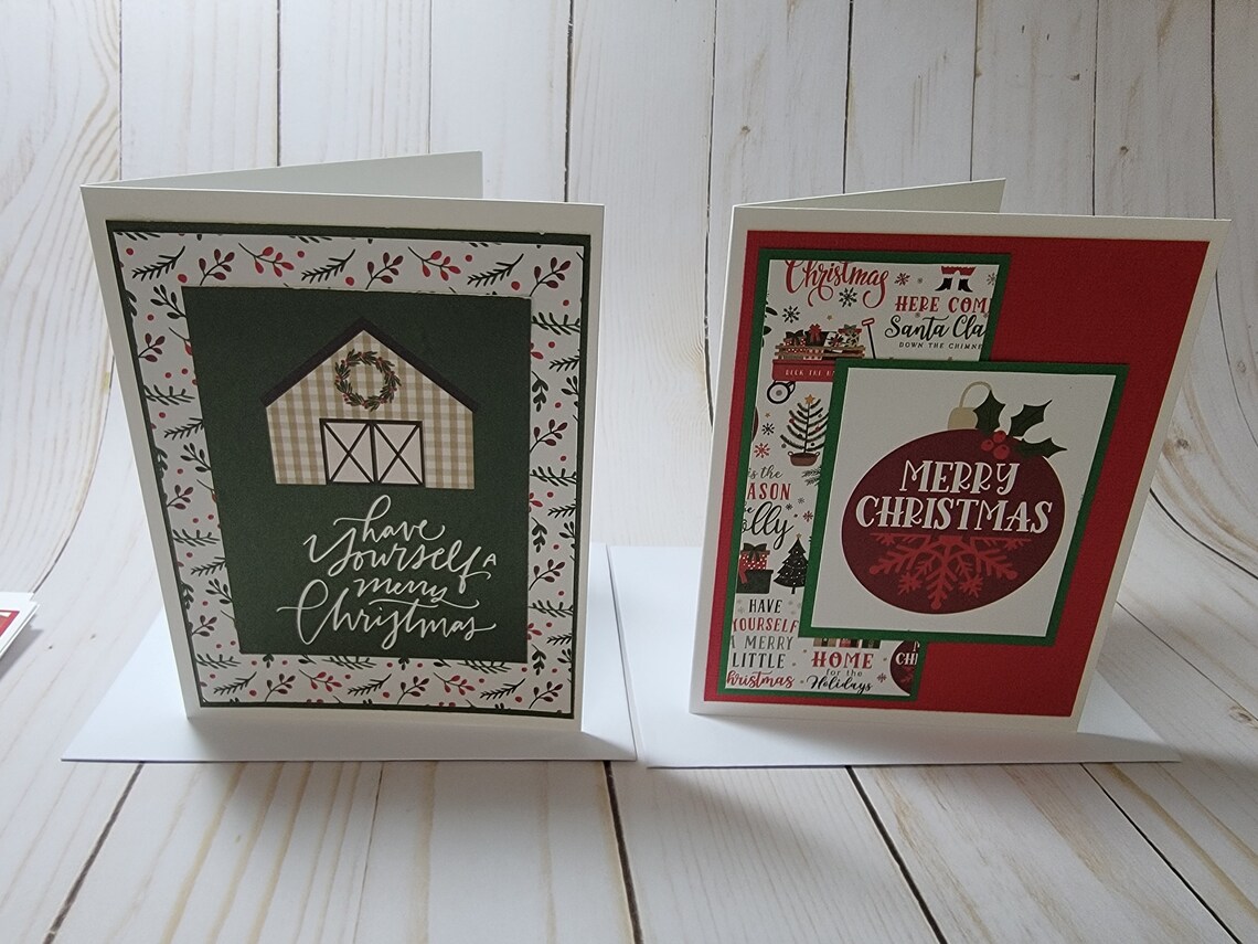 Handmade Christmas Cards Set of 10 With Envelopes Handmade Note Cards ...