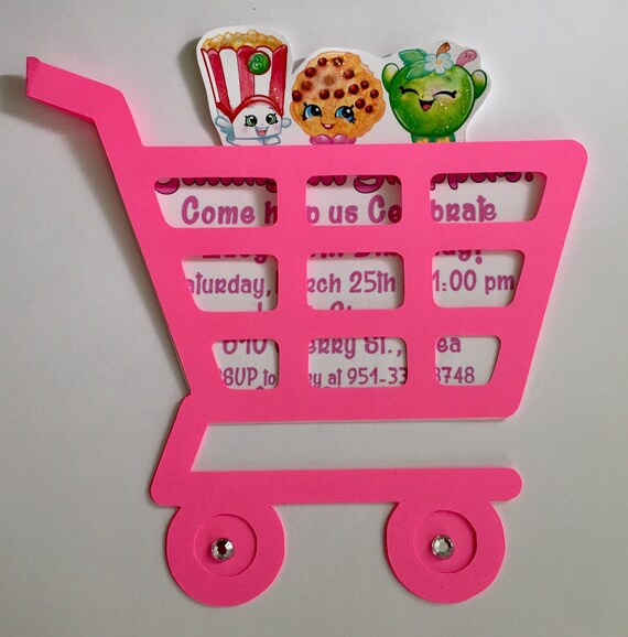 Shopping Cart Birthday Invitations announcements Shopkins Etsy