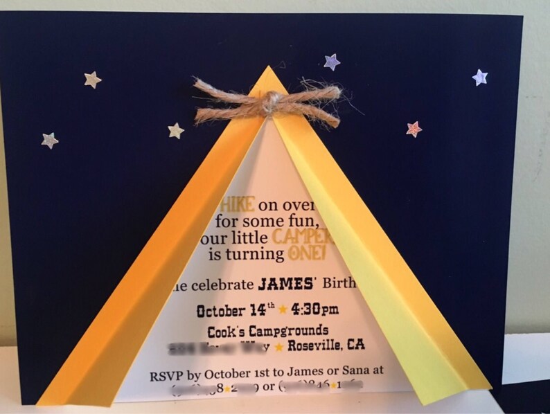 Camping, Outdoor, Under the Stars Tent 3D Birthday Party Invitation - Etsy
