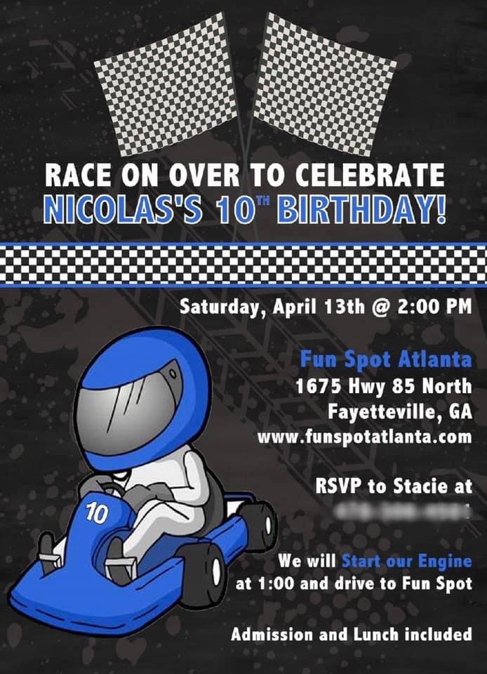 Go Kart Racing Personalized Birthday Party Invitation - Etsy