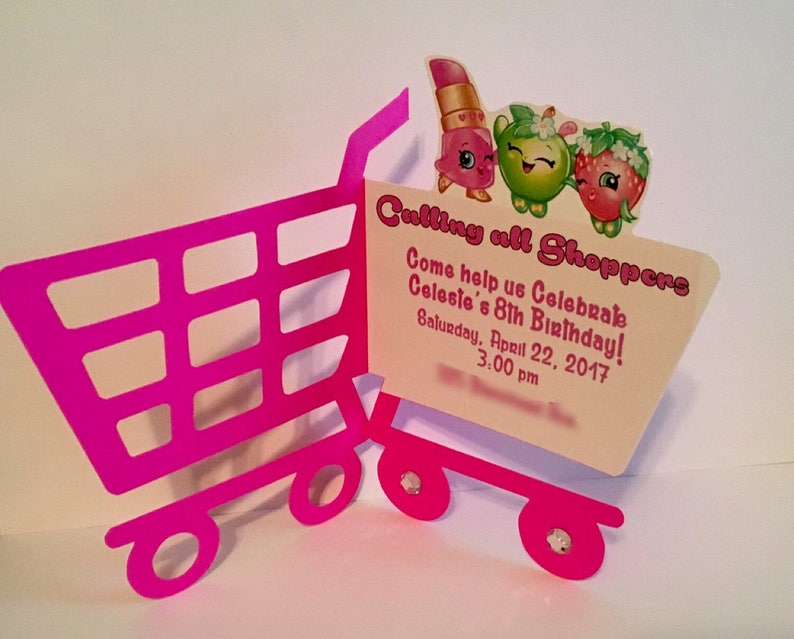 Shopping Cart Birthday Invitations/announcements - Shopkins INSPIRED - Etsy