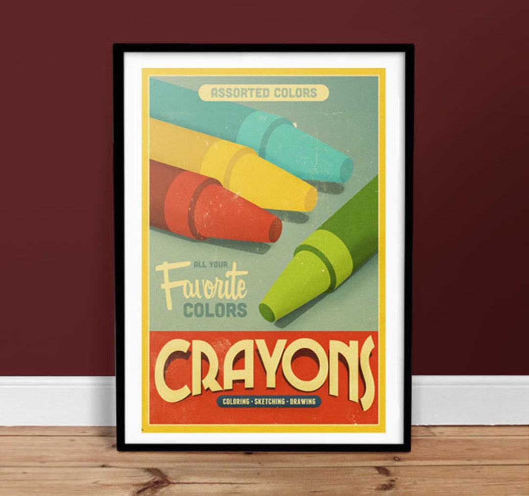 Crayons Colors Vintage Poster Retro Art Print - Etsy