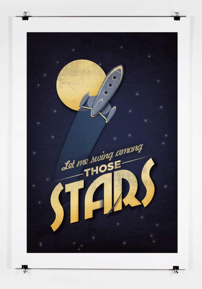 Among the Stars - 13" X 19" - Vintage Poster - Art Print - Kids Decor ...