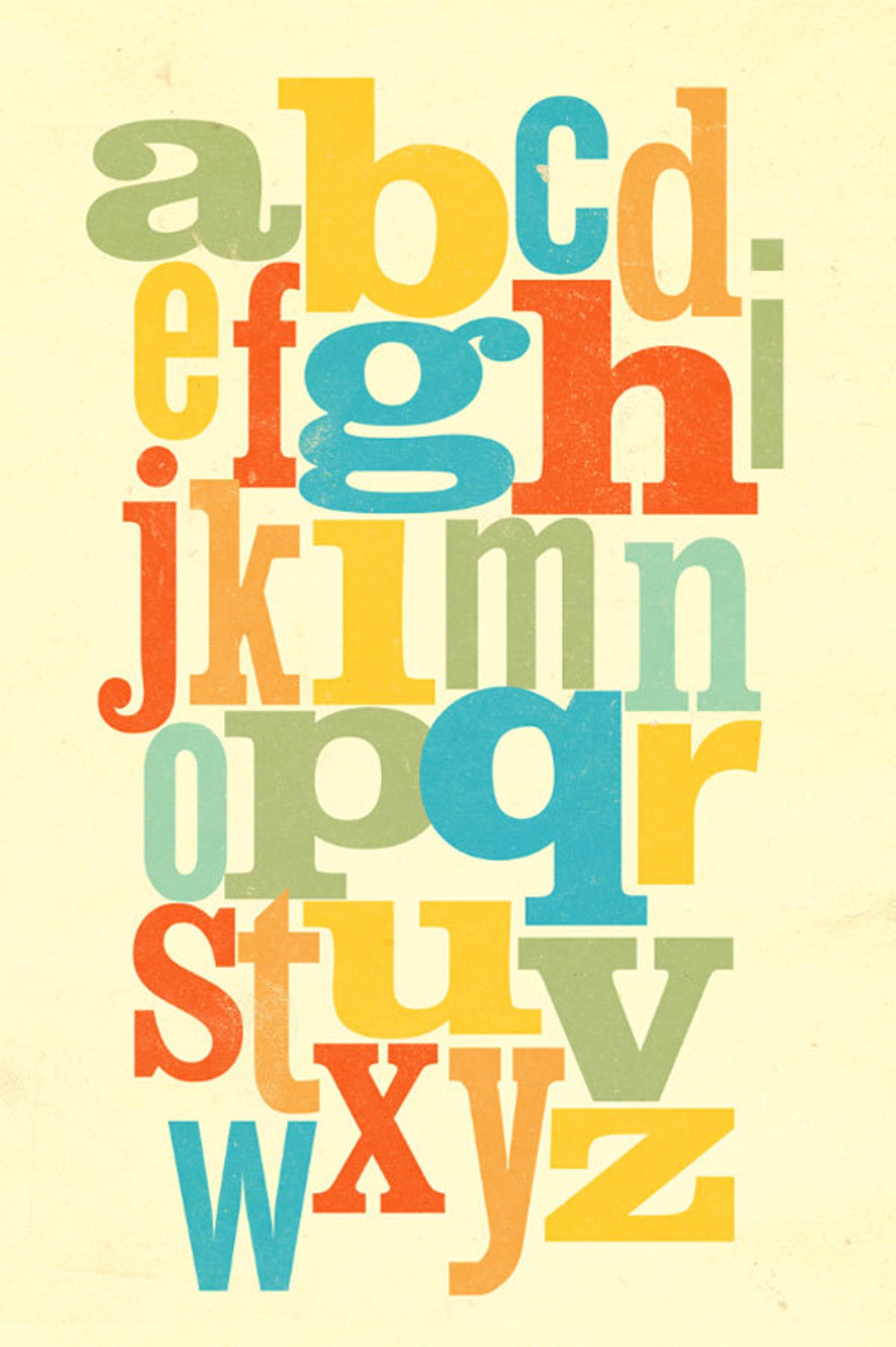 Random Type Alphabet Letters - Vintage Poster - Retro Art Print - Etsy