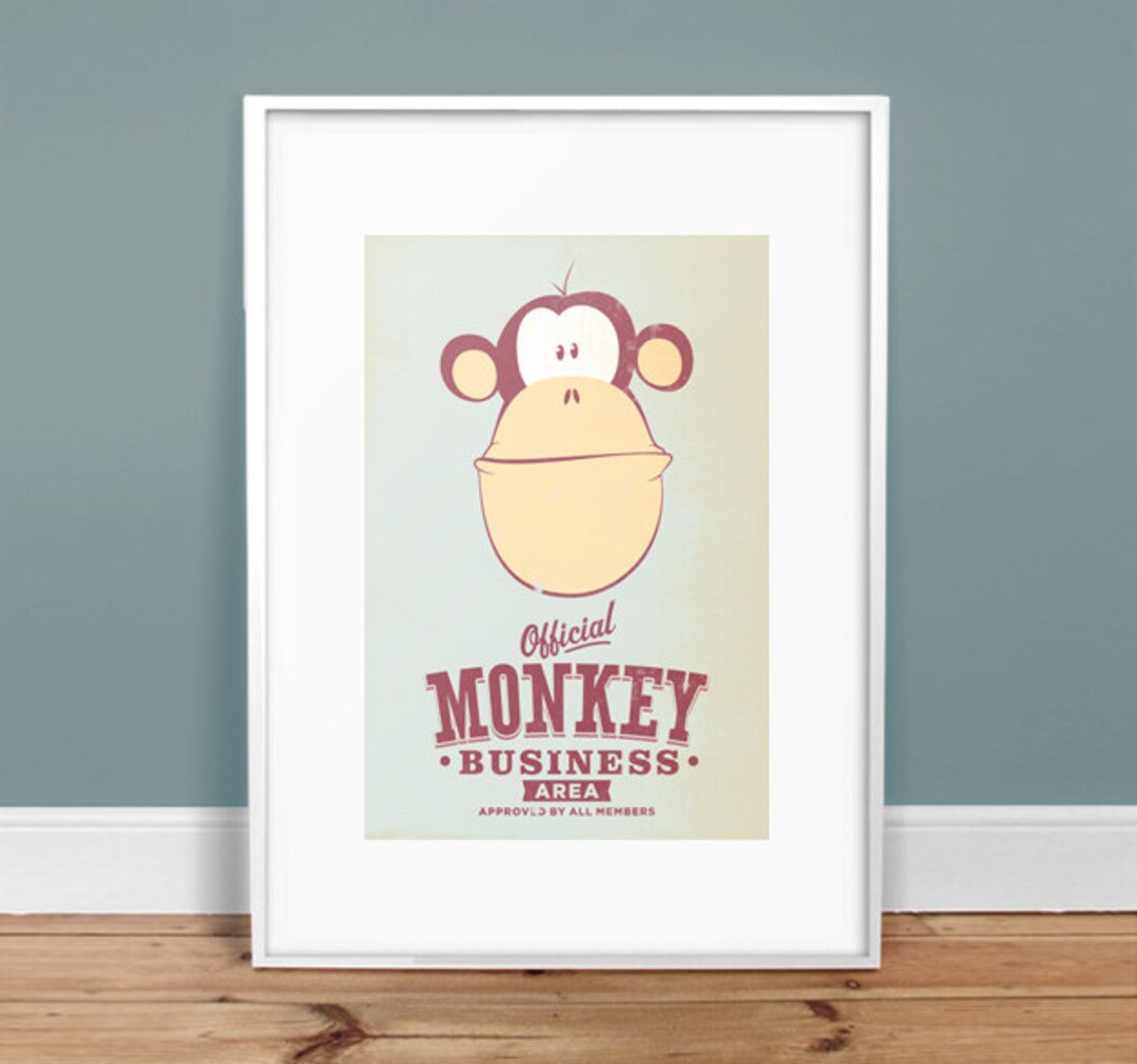 Monkey Business - 13" X 19" Vintage Poster - Retro Art Print - Children ...