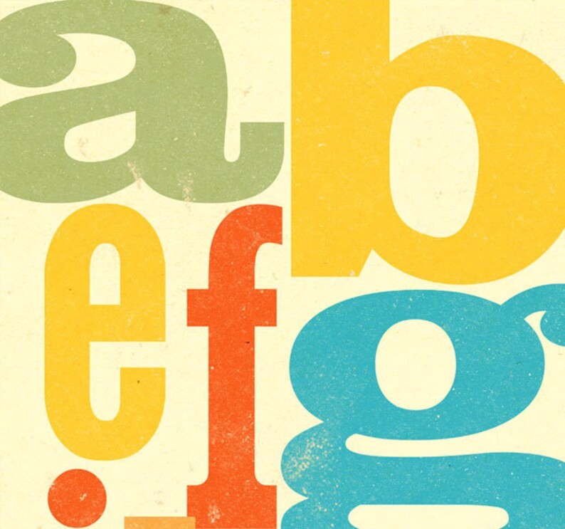 Random Type Alphabet Letters - Vintage Poster - Retro Art Print - Etsy
