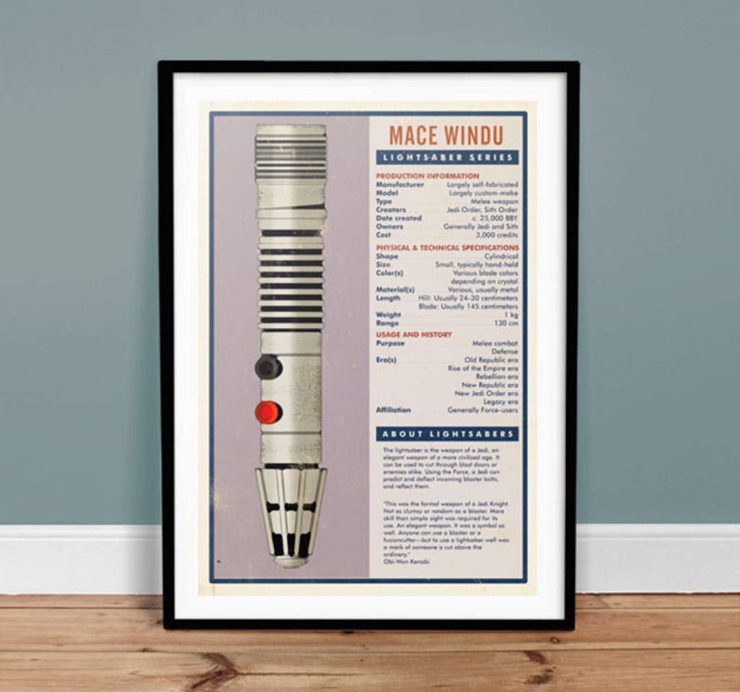 Mace Windu's Lightsaber - Star Wars Inspired Poster - Art Print - Etsy