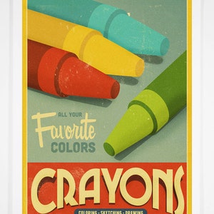 Crayons Colors - Vintage Poster - Retro Art Print - Etsy