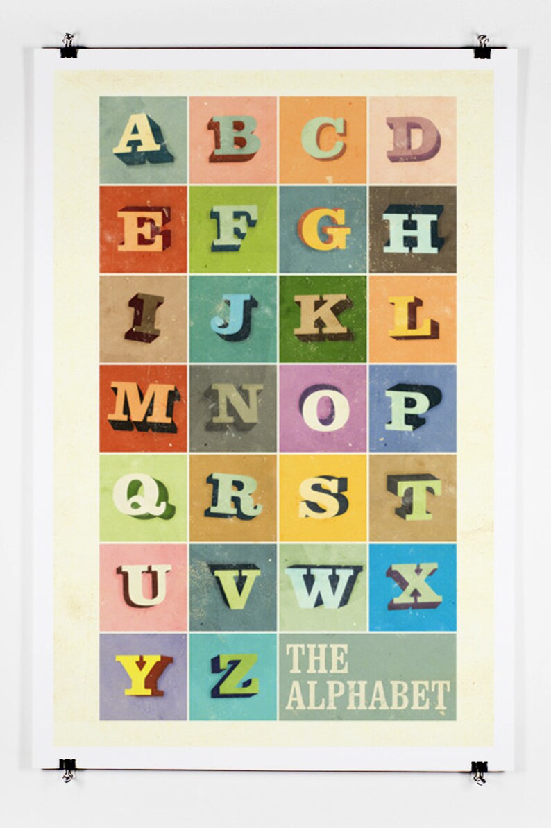 The Alphabet - Vintage Poster - Retro Art Print - Etsy