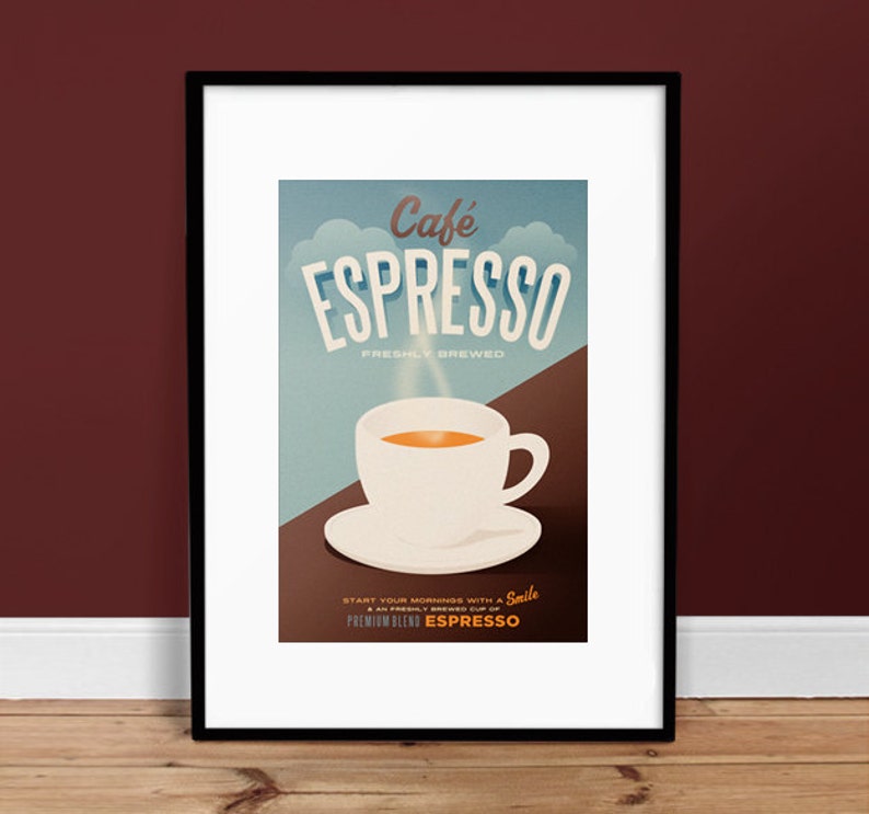 Cafe Espresso Poster • Vintage Poster • Retro Art Print • Coffee - Etsy